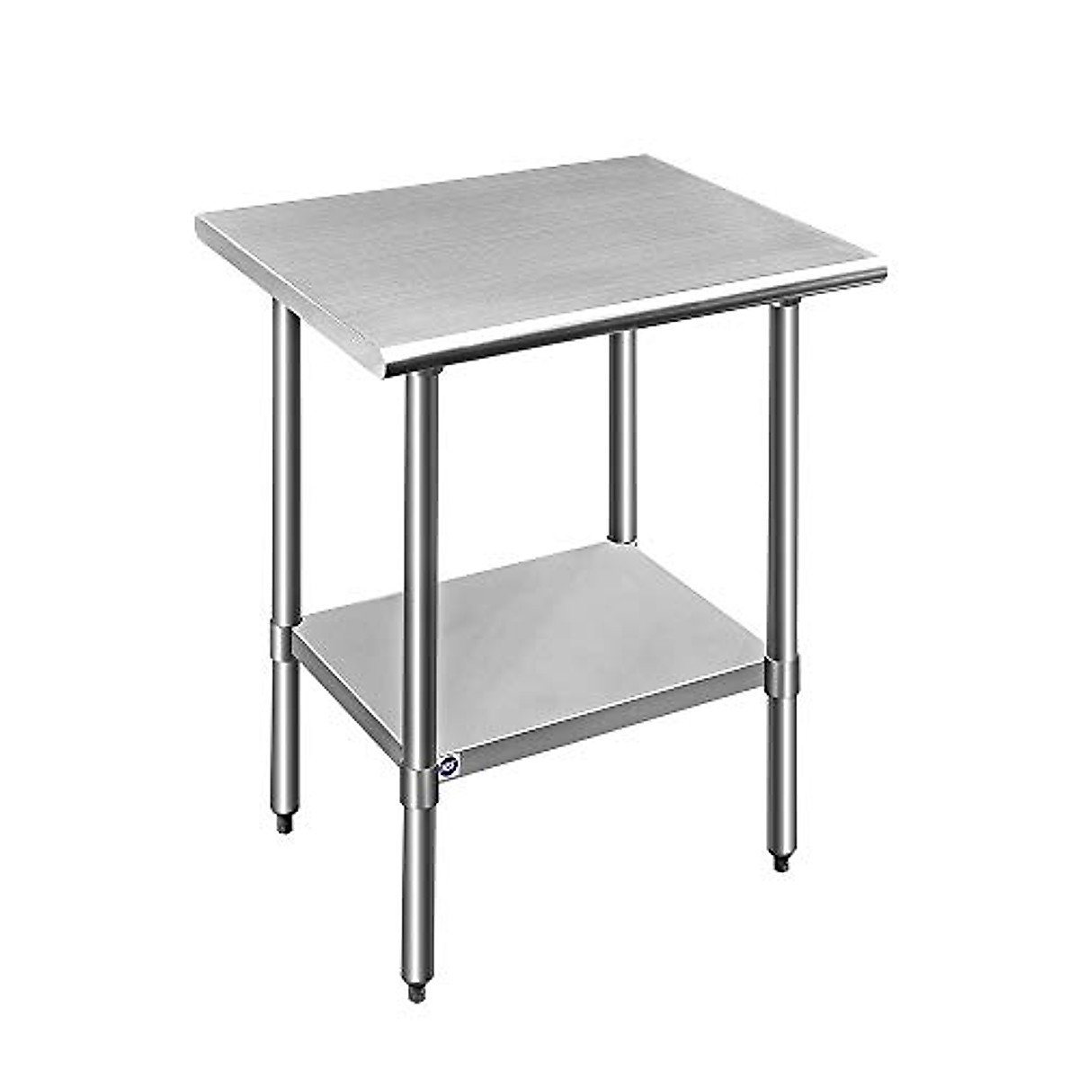 ROCKPOINT Stainless Steel Table for Prep & Work 30x24 Inches, NSF Metal Commercial Kitchen Table with Adjustable Under Shelf and Table Foot for Restaurant, Home and Hotel