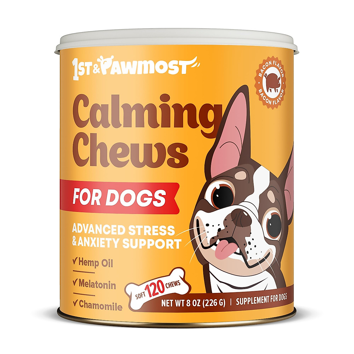 Hemp Calming Chews for Dogs 120 pcs - Dog Anxiety Relief with Melatonin, Hemp Oil, Valerian Root - Soft Dog Calming Chews During Separation - Calming Dog Treats for Thunder, Fireworks, Grooming & Car