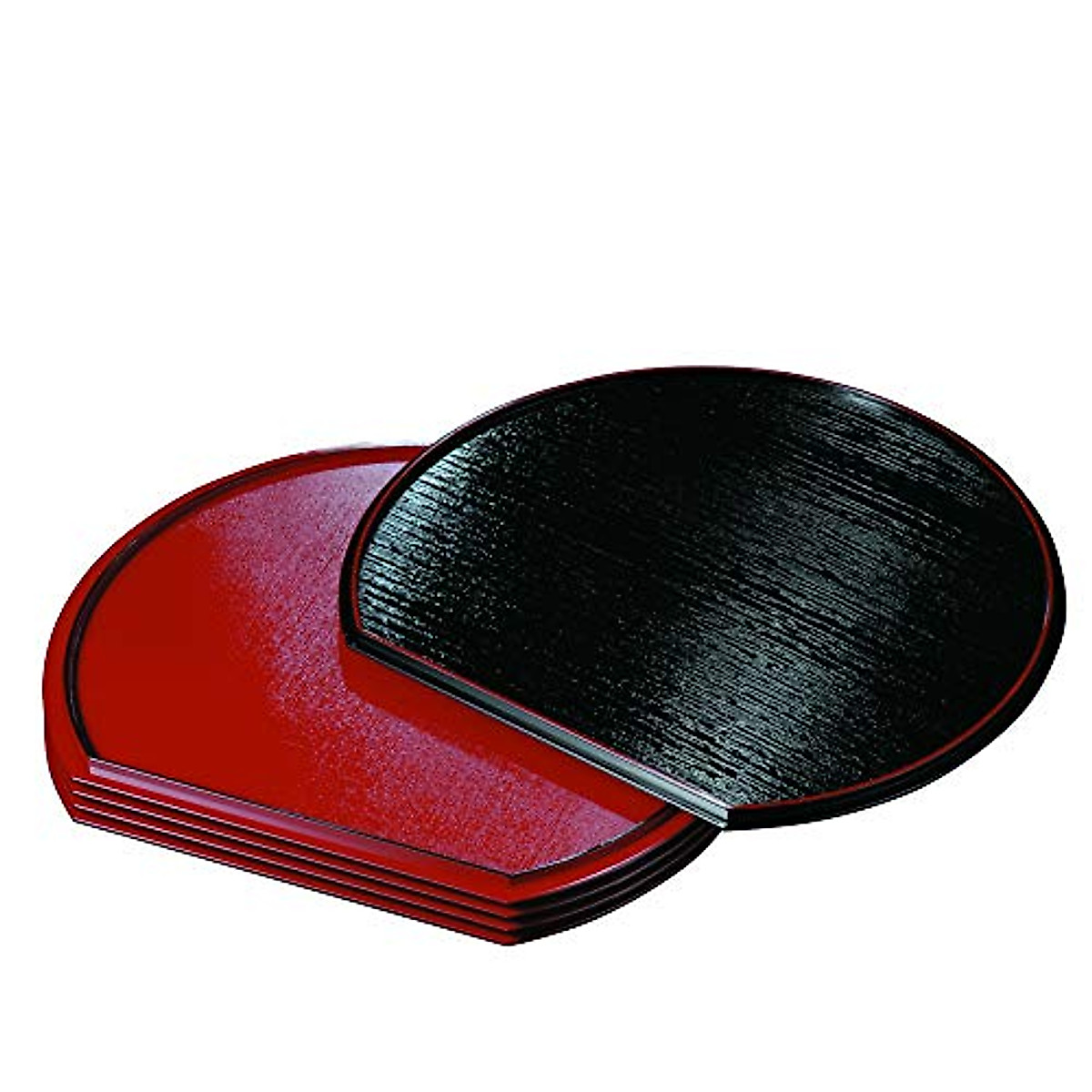 Half Moon Serving Tray 11.8 inch (30cm) 5 Pieces Non-Slip Japan Lacquer Ware