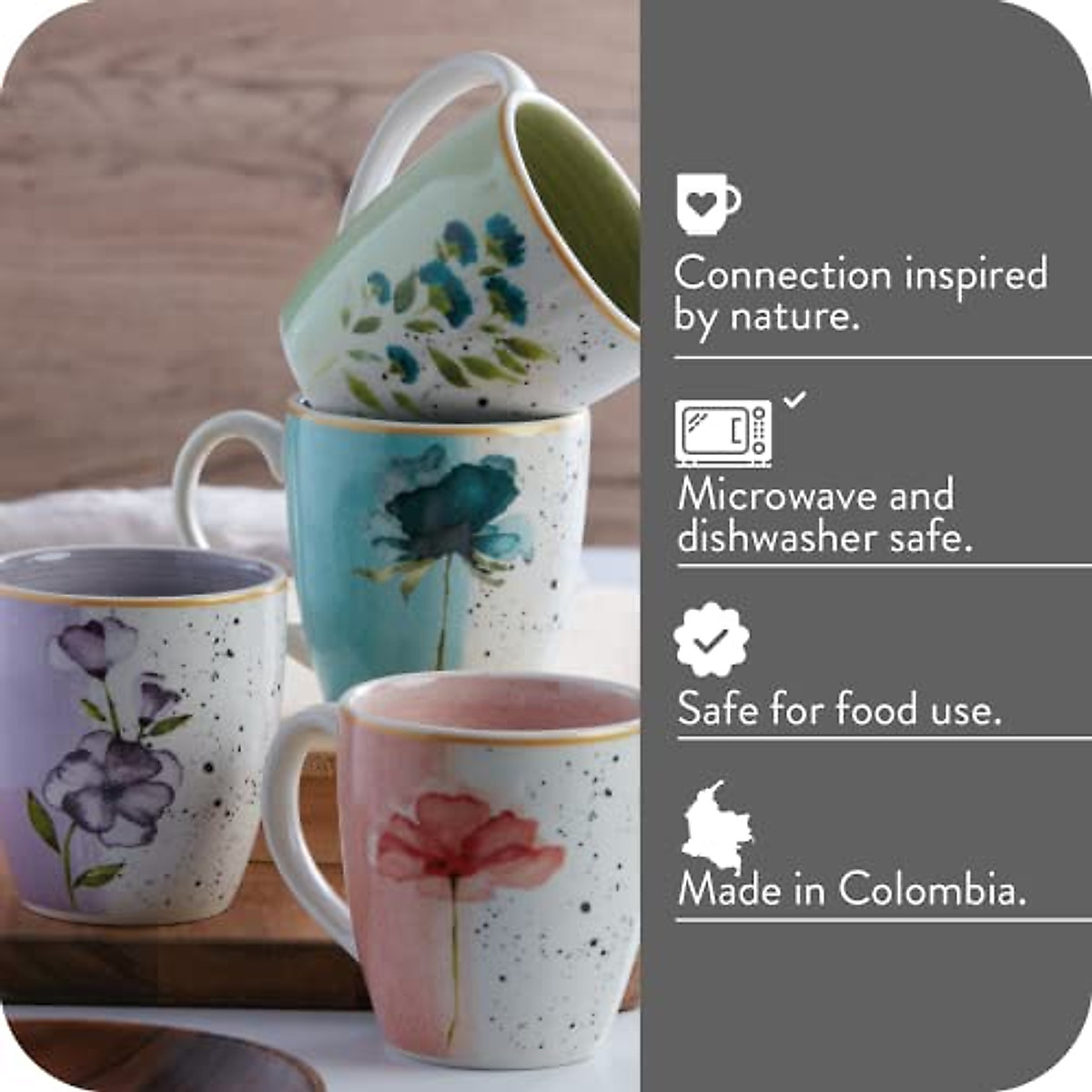 Colorful Corona Mugs Set of 4 for Coffee & Tea Lovers