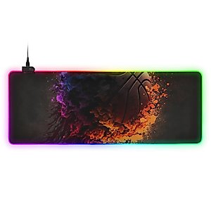 FOLIOSA RGB Gaming Mouse Pad (Art Basketball), Large Gaming Desk Mat with Multiple Light Modes Anti Slip Rubber Base for Gamer 2 Size