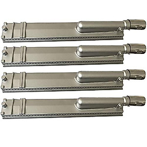 GRILLJOB Upgraded 4PC Heavy Duty Cast Stainless Steel BBQ Grill Burners Replacement Parts for Premium Gas Grills from Bull, Cal Flame Aussie Blaze CharBroil Jenn AIR NEXGRILL Thermos Turbo Grills