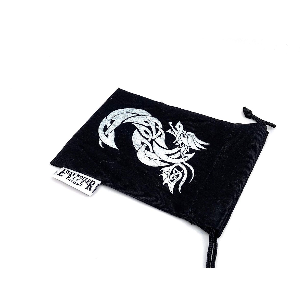 Small Twill Dice Bag - Holds Up To 40 Polyhedral Dice and Closes Tightly with Drawstring (Celtic Knot Dragon)