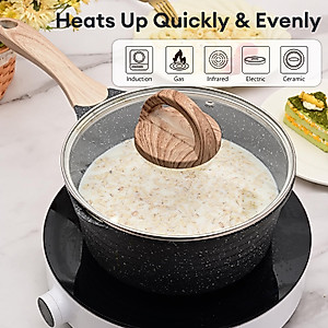 JEETEE 2.5 Quart Sauce Pan with Lid, Non Stick Small Pot with Coating, Masterclass Cookware Sauce Pot for Cooking, PFOA/PFOS Free