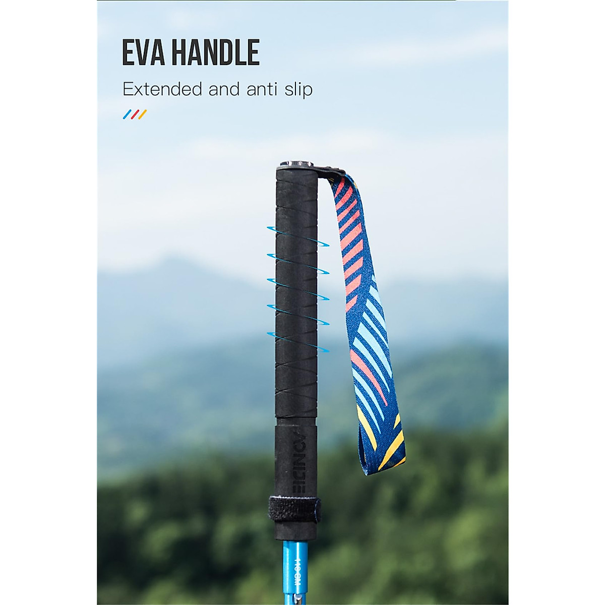 3 Section Trekking Poles Lightweight Aluminium Walking Poles Adjustable Trekking Sticks Collapsible Sticks 2pcs (Rainbow, 110cm/43.3inch)