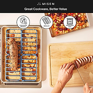 Misen Silicone Roasting Racks - Flexible 2-Piece Design, Maximum Airflow, Nonstick Surface, Easy to Clean, Perfect for Easy Sheet-Pan Dinners, No Scrubbing, High-Grade Silicone, Oven & Dishwasher Safe