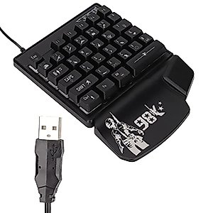 Kafuty-1 One Handed Gaming Keyboard,LED Backlit 35 Keys Professional Gaming Keypad,USB Wired Single Hand Mechanical Keyboard for PC Gamer