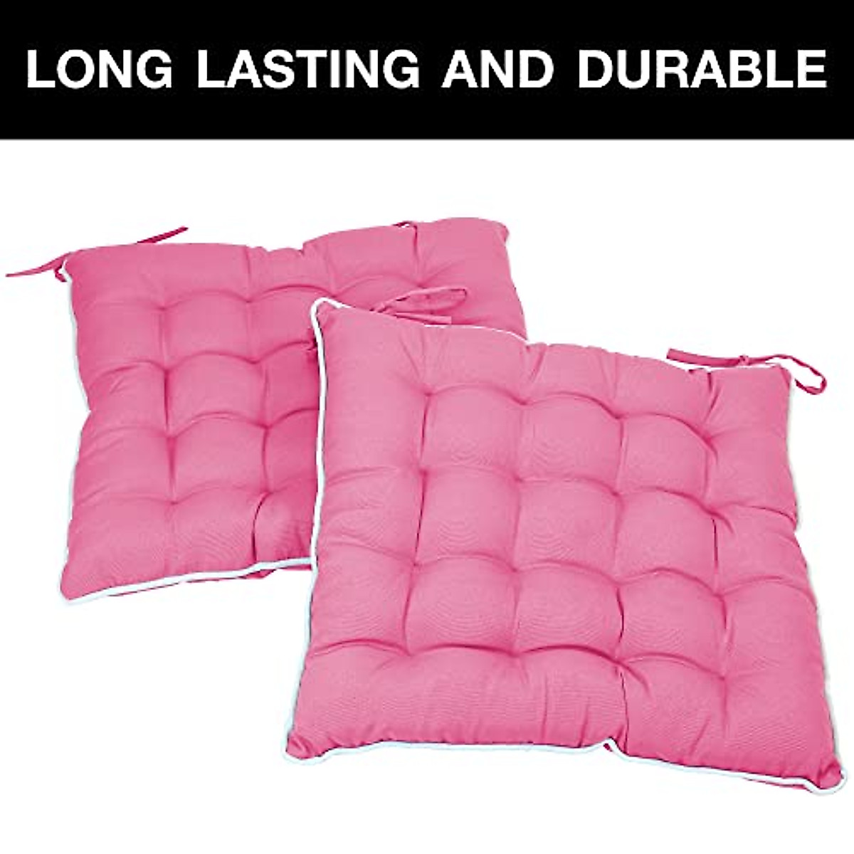 Sun-Ray Patio Premier Seat Cushion with Flame Retardant Filling, Pink 2 Count