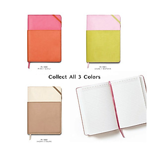 DesignWorks Ink Vegan Leather Journal with Wrap-Around Pocket and 192 Lined Pages, 6" x 8.5", Lilac + Matcha