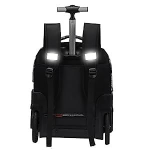 KONZOOS Rolling Backpack,Large Rolling Laptop Wheel for Men Women Adults,Water Resistant Laptop Backpack,Business College Computer Bag (Black, 22inch)