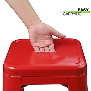 Magshion 30 Inch Barstools 4 Pack Counter Height Metal Bar Stools, Industrial Style Stackable Bartool Backless for Home Bar Counter Balcony Patio Dining Room, Red