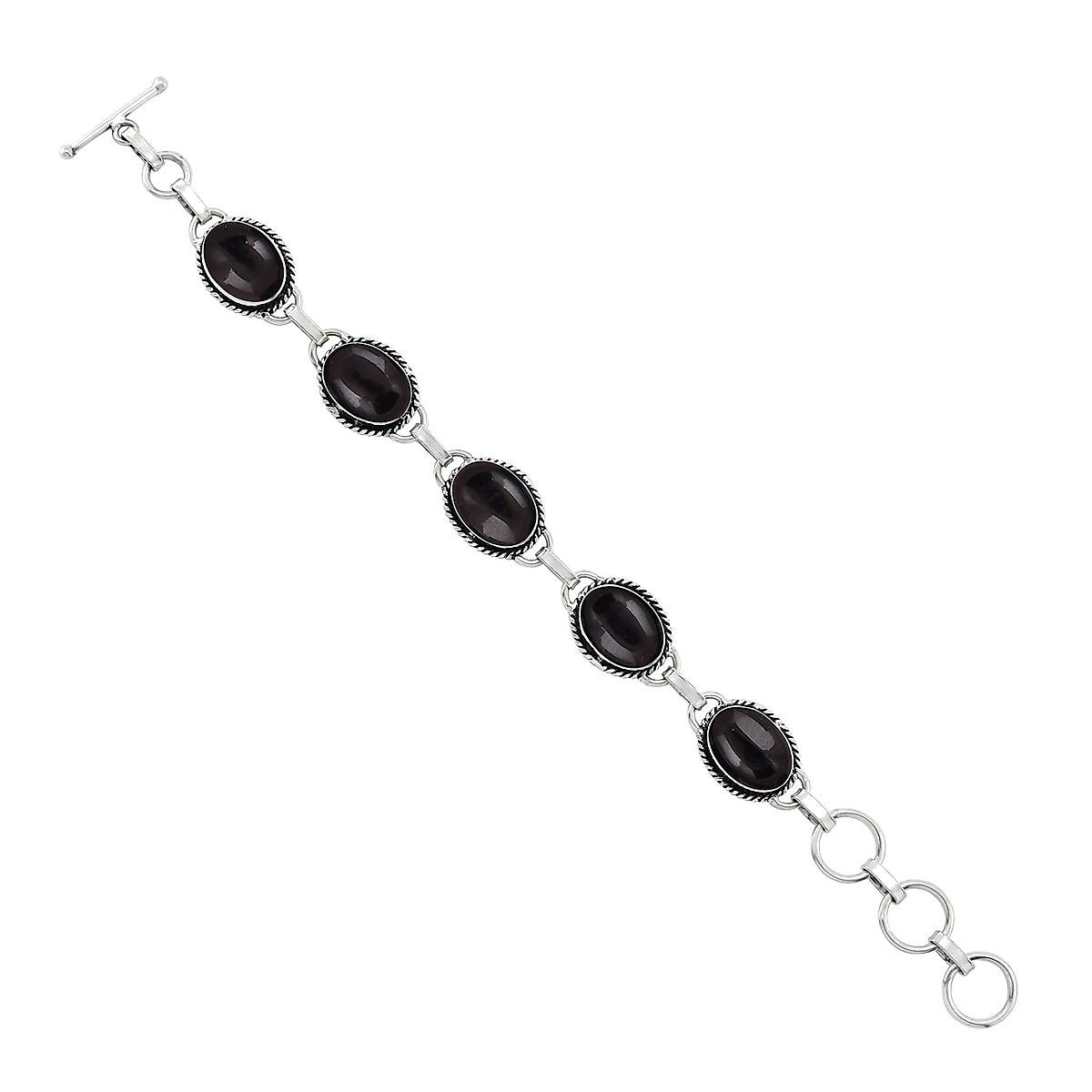 Black Onyx Bracelet 925 Silver Overlay Handmade Vintage Style Jewelry for Women Mom Wife