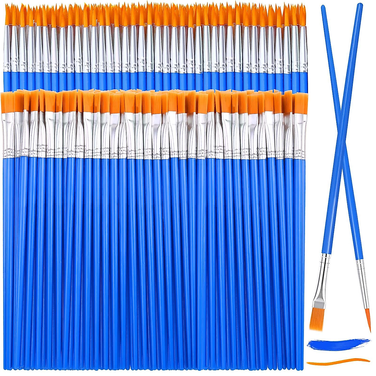 126 Pcs Small Paint Brushes Bulk, Kids Paint Brushes with Flat and Round Pointed Paint Brushes Set, Craft Brushes for Classroom Acrylic Oil Watercolor Canvas Face Painting