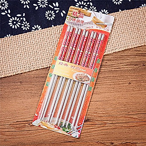 10 Pcs (5 Pairs) High Quality Fish Design Silver Stainless Steel Chopsticks