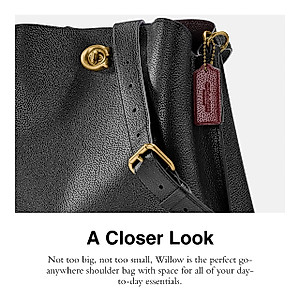 COACH Polished Pebble Leather Willow Shoulder Bag, B4/Black, One Size