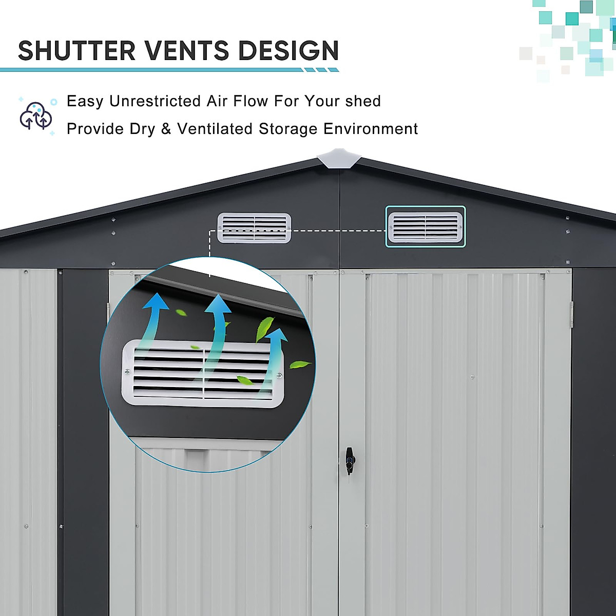 Verano Garden 10x8 FT Outdoor Storage Shed, Galvanized Steel Metal Garden Shed, Double Door W/Lock, Outdoor Storage Tool House for Backyard, Patio, Lawn