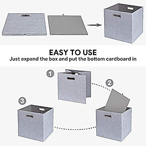 Posprica 3X Thicker Fabric Storage Cubes, 6 Pack 13 inch Collapsible Storage Bins for Organization, Cubby Storage Baskets for Organizing Shelf Cabinet Bookcase Boxes, Sliver Grey