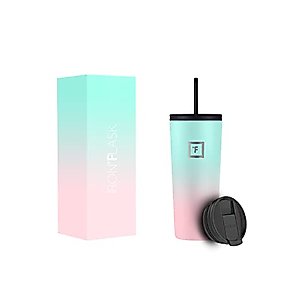 IRON °FLASK Classic Tumbler 2.0-2 Lids (Straw Flip), Vacuum Insulated Stainless Steel Water Bottle, Double Walled, Drinking Cup, Thermos Travel Mug - Bubble Gum, 24 Oz