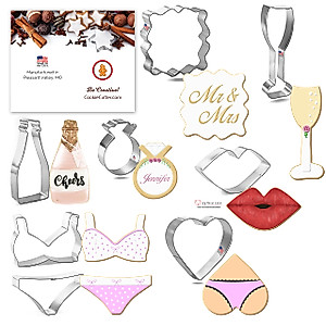 Bachelorette Party Cookie Cutter Set 8 Pc - Foose Cookie Cutters - USA Tin Plated Steel