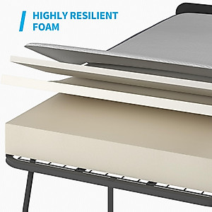 Mjkone Folding Bed with 5 inch Mattress and Headboard - 75x31 Twin Size Bed Frame - Portable Foldable Rollaway Adult Bed for Guest, Memory Foam, Space Saving Fold Up Bed for Easy Storage