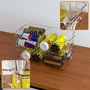 Cq acrylic Fridge Organizer,BPA-Free Clear Plastic Refrigerator Organizer Bins with Handle for Cabinet, Kitchen, Countertops, Cupboard, Freezer Organization, Set of 8, Large, 8PCS-Zuhe Box