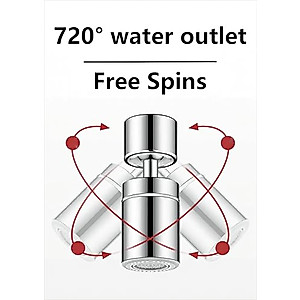 Xanadian Kitchen faucet aerator, 360° rotating and swivelling kitchen faucet aerator, dual function 2 stream faucet head, big angle sink faucet attachment（2 pack)