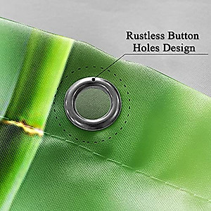 Yeele Meditation Shower Curtain, Purple Flower on Black Basalt Zen Stones Spa Bamboo Reflection in Water Waterproof Polyester Spa Bath Curtain for Bathroom Decor 59.1x70.9inches