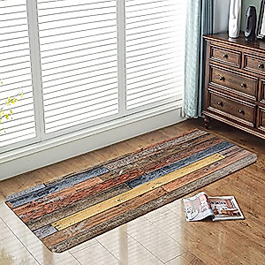 Flannel Mat Non Slip Bright 3D Print for Bedside and Living Room,Clearance MatS Absorbent Moisture Dust Forlaundry Room,Bath Rugs Sponge Foam Soft for Bathroom and KitchenRustic Old Wooden Board