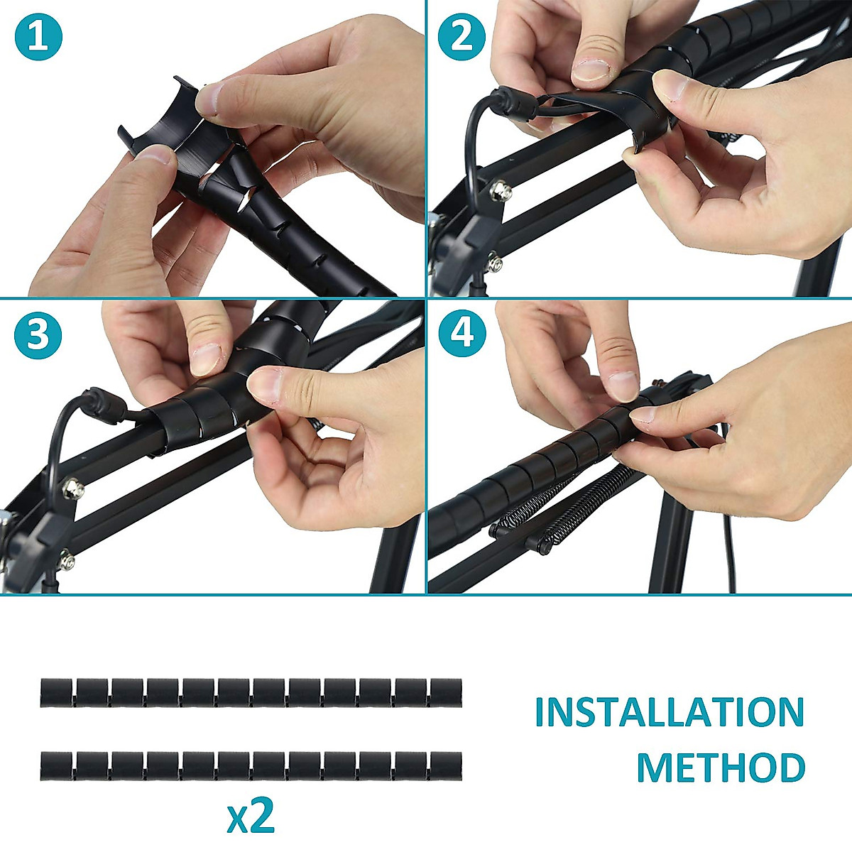 Snowball iCE Mic Boom Arm Stand with Pop Filter, Compatible with Blue Snowball Ice USB Microphone with Cable Sleeve by SUNMON