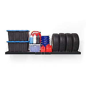 NewAge Products Pro Series Black 2 ft. x 8 ft. Wall Mounted Steel Shelf, Garage Overheads, 40406 & NewAge Products Pro Series Black 2'. x 4'. Wall Mounted Steel Shelf, Garage Overheads, 40404