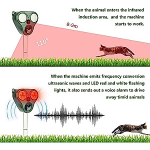 Solar Animal Repeller, Ultrasonic Animal Repellent Outdoor, Repeller Solar Powered, Ultrasonic Repellent, Dog Deterrent, Keep Animals Out of Garden