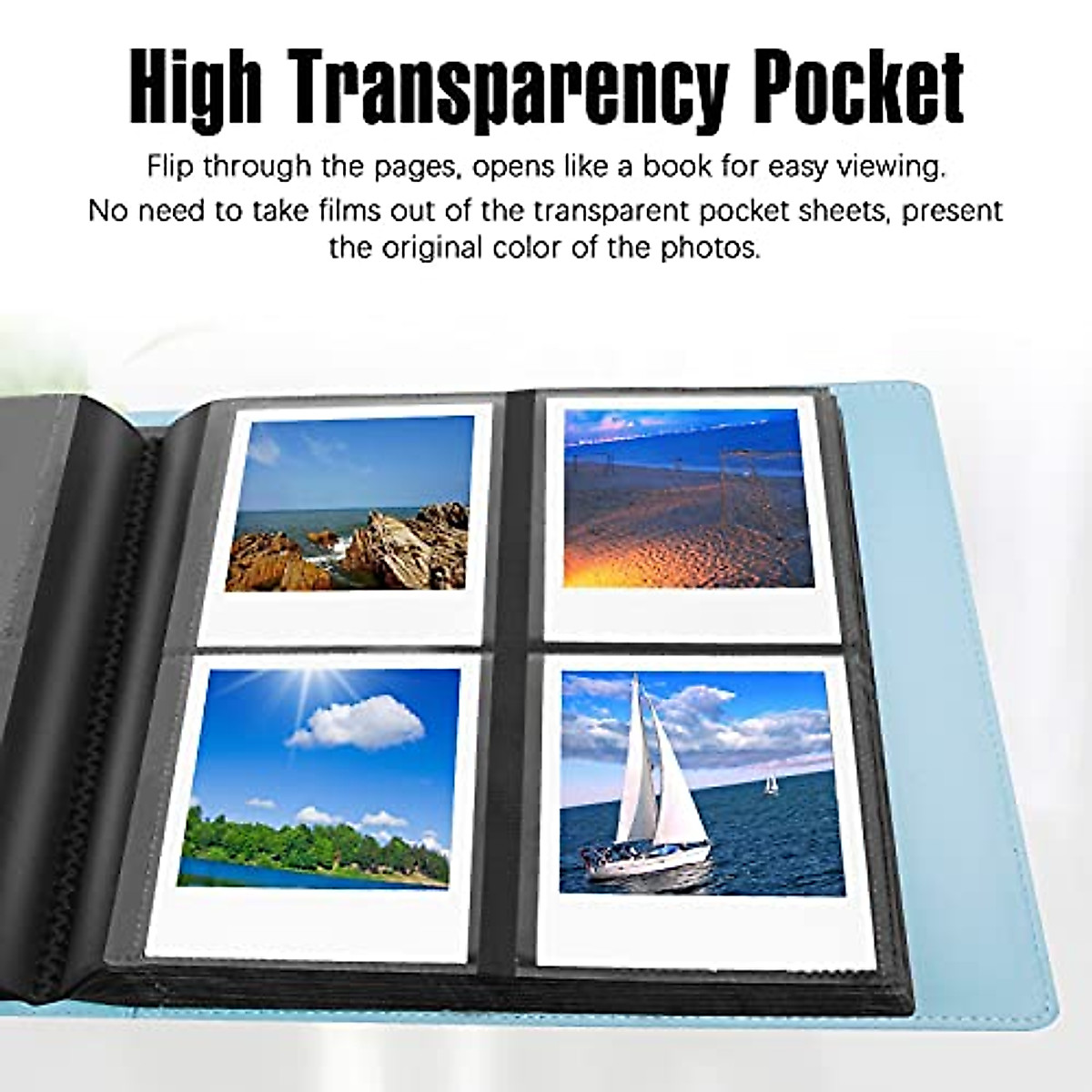 192 Pockets Photo Album for Fujifilm Instax Wide 300 Camera, Polaroid 600 i-Type Film Album, Extra Large Picture Albums for Polaroid Now OneStep2 OneStep+ Instant Camera, POP Lab Print Camera (Blue)