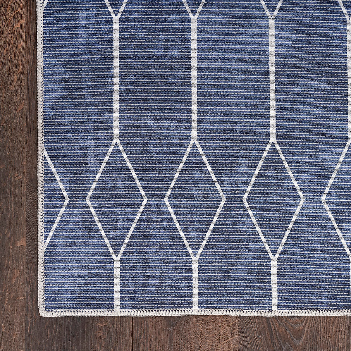 Nicole Curtis Machine Washable Series 1 Geometric Navy 2' x 6' Area -Rug, Easy -Cleaning, Non Shedding, Bed Room, Living Room, Dining Room, Kitchen (2x6)