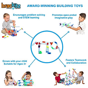 Brackitz Structures Educational STEM Manipulatives Building Block Toy | Sensory Learning Toys for Children PreK-6 | 320 Pc Set