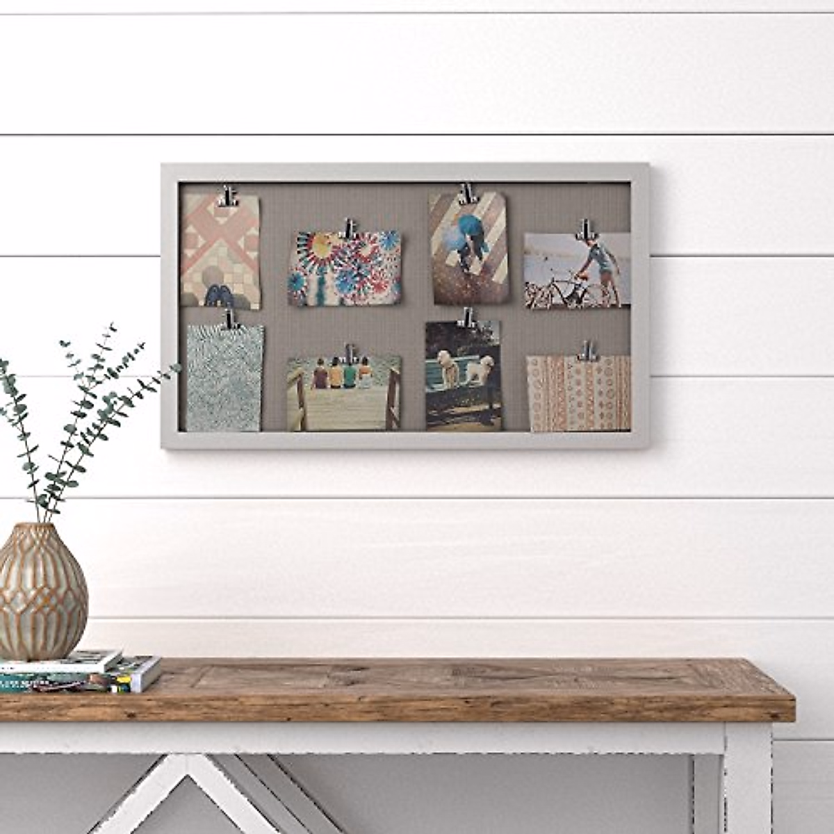 Amazon Brand – Stone & Beam Modern Multiclip Collage Picture Frame, 26.7"H, White