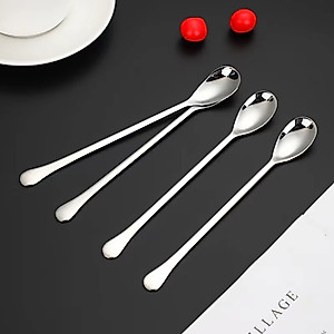 Long Handle Spoons,8-inch Ice Tea Spoon, Coffee Stirrers,Ice Cream Spoon, AXIAOLU Premium 18/10 Stainless Steel Cocktail Stirring Spoons, Set of 4 Silver…