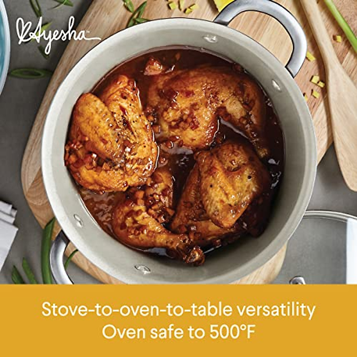 Ayesha Curry Home Collection Nonstick Cookware Pots and Pans Set, 9 Piece, Sienna Red