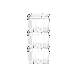 piiyoosnn Small Storage Bins Plastic Storage Container Stackable Box with Lids for Organizing, Clear White (0.27 QT-3 Pack)