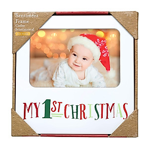 Kate & Milo My 1st Christmas Baby Photo Frame, Holiday Baby’s First Year Keepsake, Holiday Home Décor, Christmas Home Accessory, Newborn Tabletop Picture Frame, 4” x 6” Photo Insert, White
