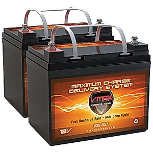 QTY 2: VMAX V35-857 Group U1 12 Volt 35AH AGM Deep Cycle Sealed Maintenance Free Battery Deep Cycle High Performance AGM Batteries (12V 35AH, GROUP U1, Two Pack)