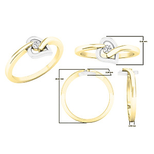 Dazzlingrock Collection Round White Diamond Solitaire Heart Promise Ring for Women (0.05 ctw, Color I-J, Clarity I1-I2) in 14K White & Yellow Gold Size 7