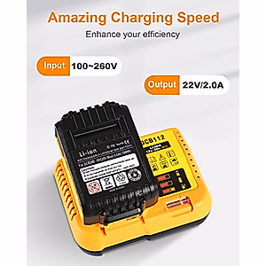 Replacement for Dewalt 20V Battery Charger DCB112, Compatible with Dewalt 12V 20V Max Lithium Battery DCB201 DCB204 DCB205 DCB206 DCB120 DCB127 DCB112 DCB115 DCB118 DCB107 DCB105 DCB102