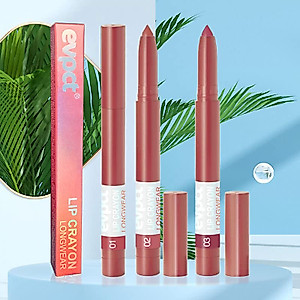 BINGBRUSH 3 Colors Crayon Matte Longwear Lipstick Pack Set,Moisture Smooth Lipliner With Built-in Sharpener Ultimate for Makeup- Nourishing Lipgloss