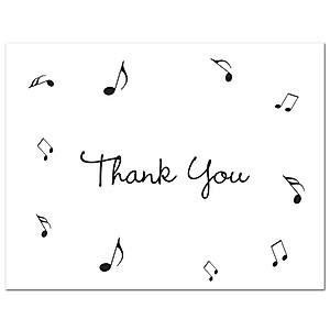 50 Music Notes Thank You Cards (Black)