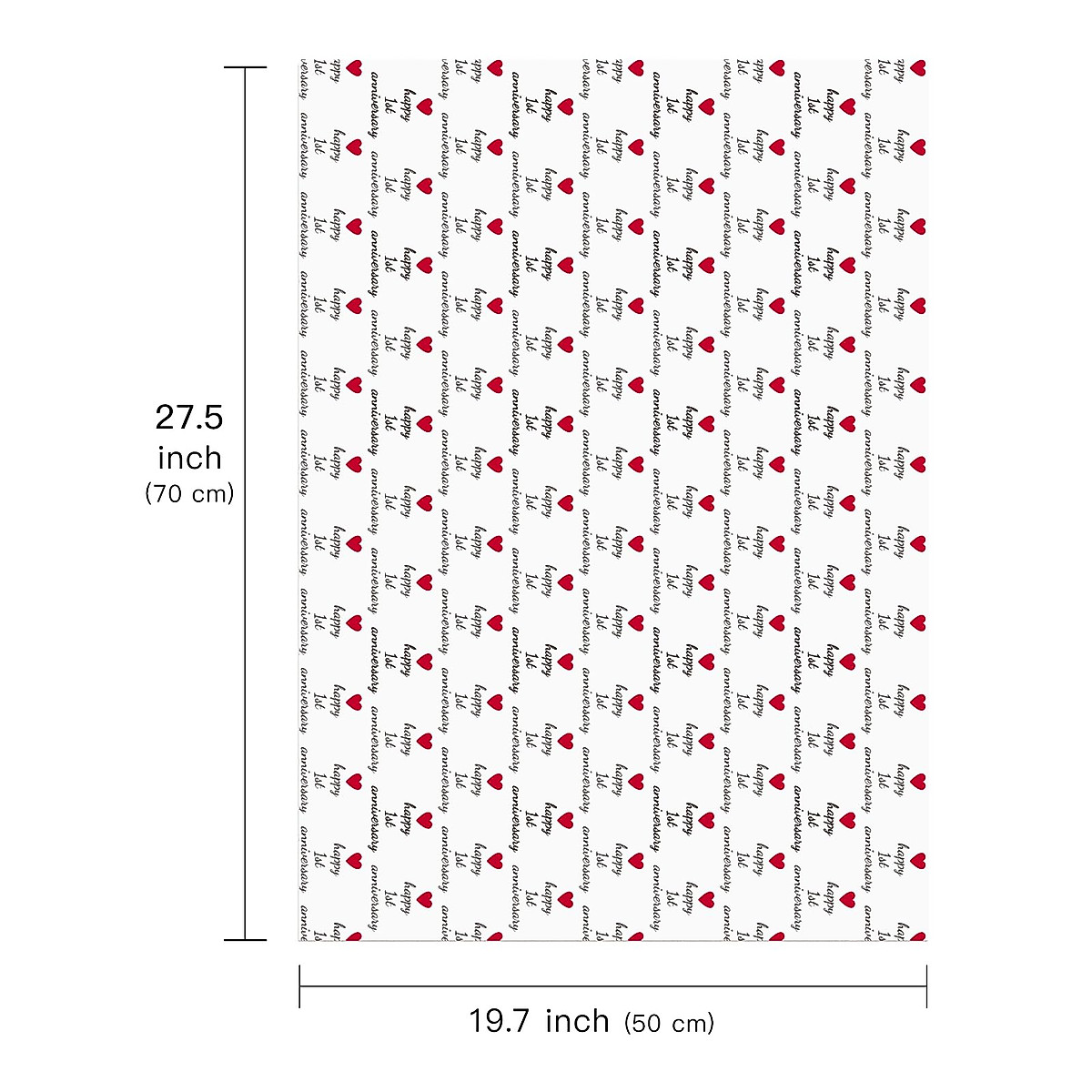 WRAPAHOLIC Anniversary Wrapping Paper Sheet - 6 Sheets 1st Anniversary Design Folded Flat for Birthday, Anniversary, Valentines Day, Party - 19.7 Inch X 27.5 Inch Per Sheet