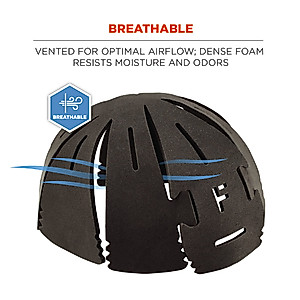 Ergodyne Skullerz 8944 Universal Bump Cap Soft Foam Insert, Protective Hat Liner Inserts, Black