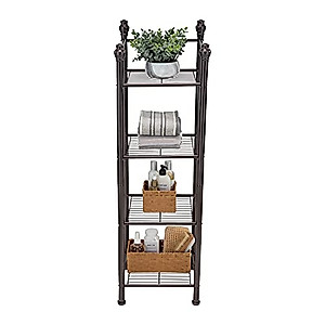 Organize It All 4 Tier Belgium Shelf Tower, Space Saver, Bathroom Organizer, Storage for Towels, Toiletries, Easy to Assemble,, Oil Rubbed Bronze