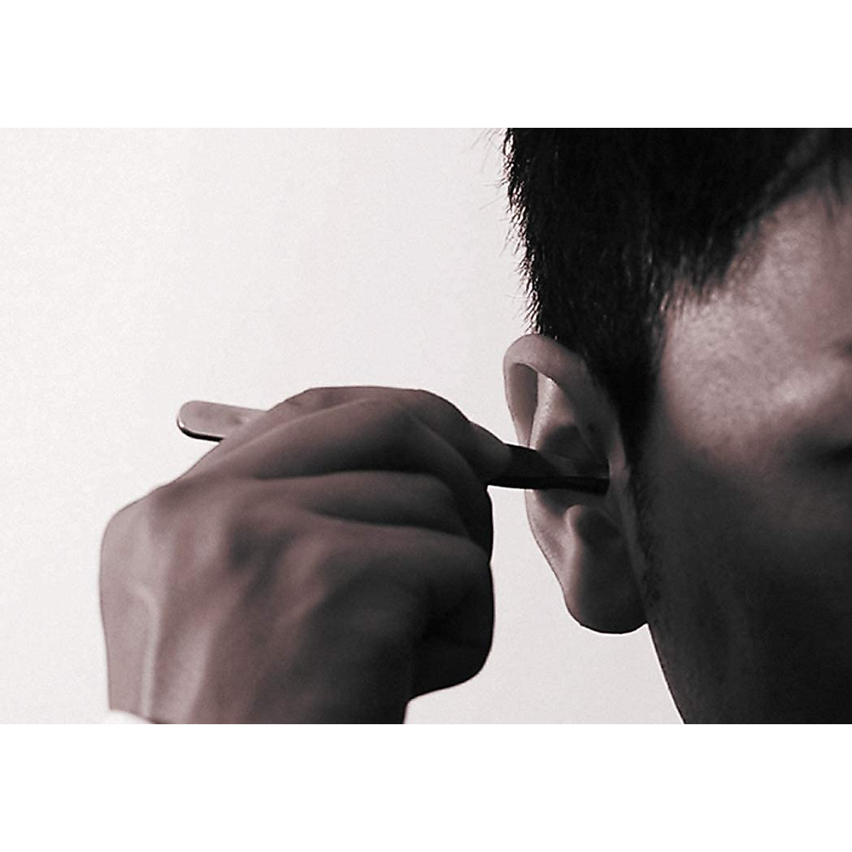 Seki Japan Ear Hair Trimmer Clipper Cutter Tweezers Shape with Spring Safe Design for Hair Removal, Japanese Stainless Steel