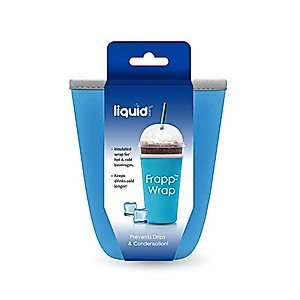 Grand Fusion Frapp-Wrap Coffee Cup Holder, Drip-Proof and Reusable Hot and Iced Coffee Sleeve for Travel, No Sweating Condensation on Papers or Desks, Comfortable on Hands, Light Blue