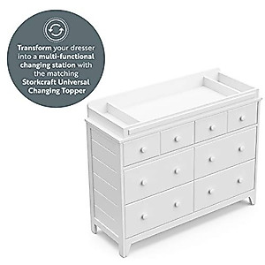 Stork Craft STORKCRAFT Moss 6 Drawer Double Kids Bedroom Dresser, 17.05x48.07x34.49(LxWxH) inches (Pack of 1), White